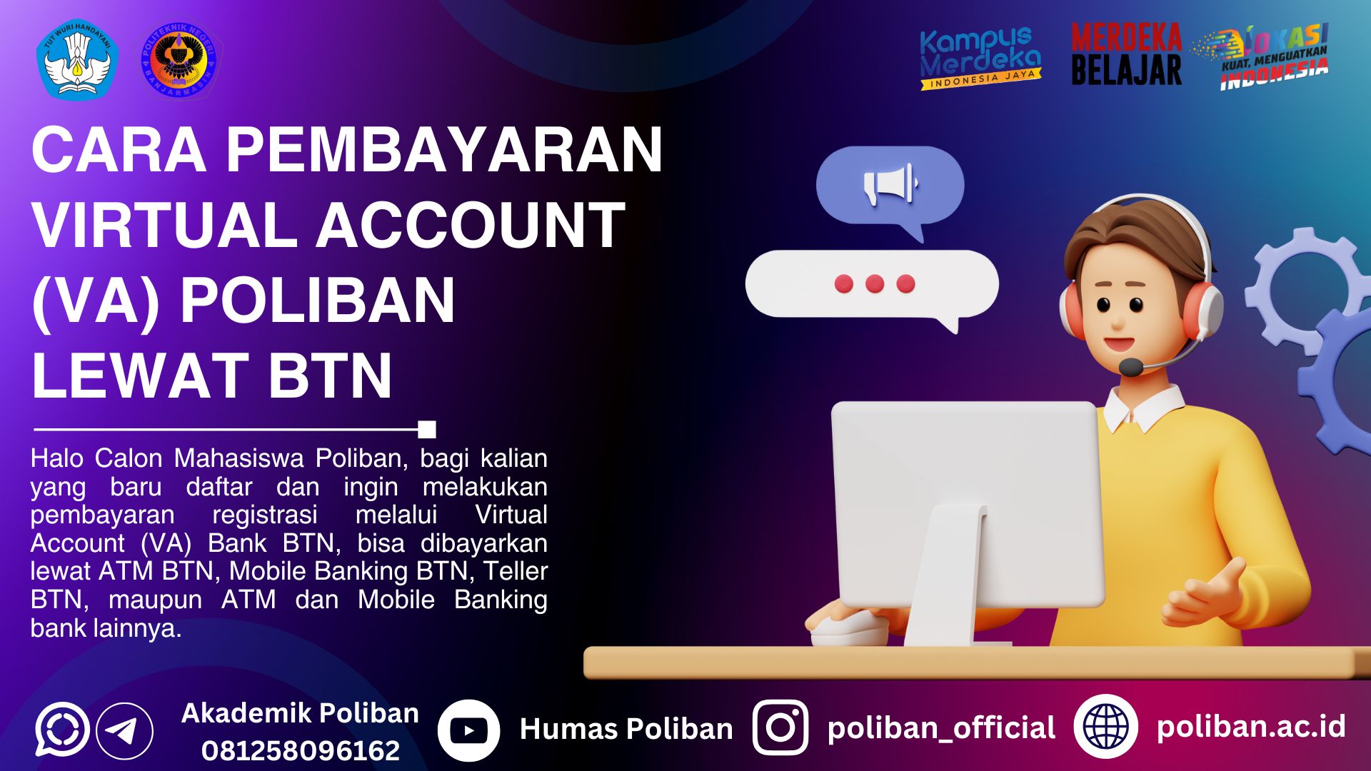 Tutorial Pembayaran Registrasi Poliban via Virtual Account BTN ...